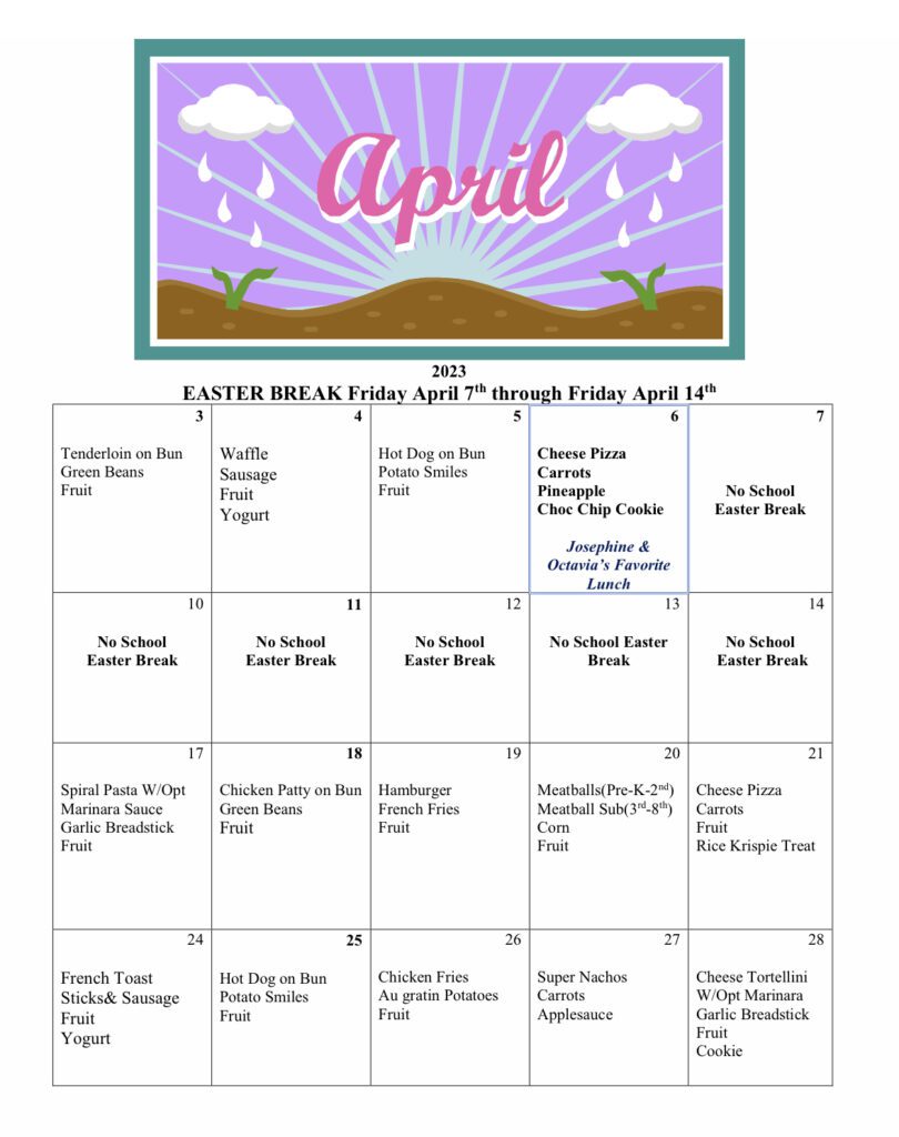 Lunch Menu – St. Mary's School