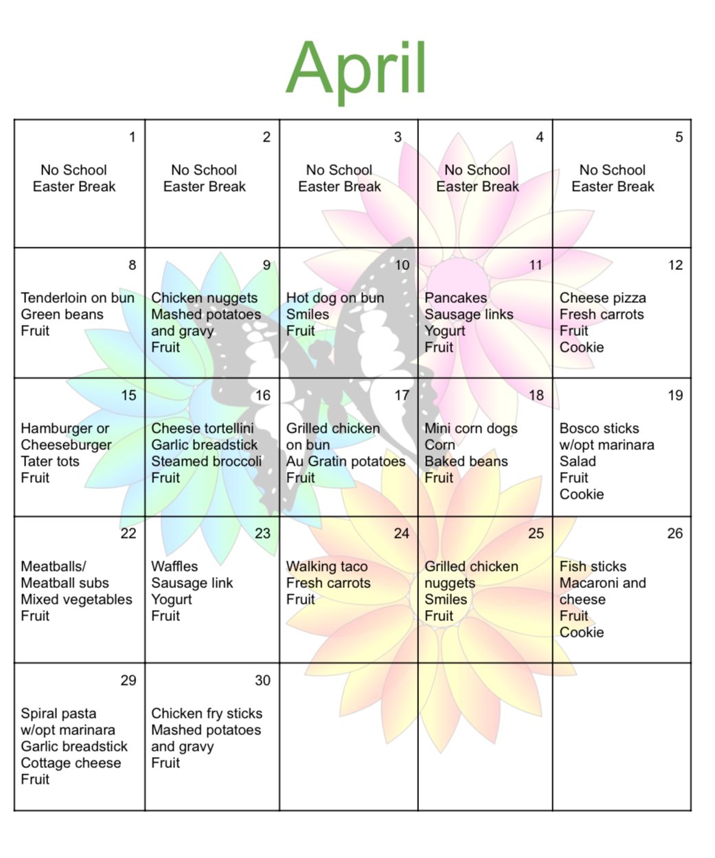 Lunch Menu - St. Mary's School